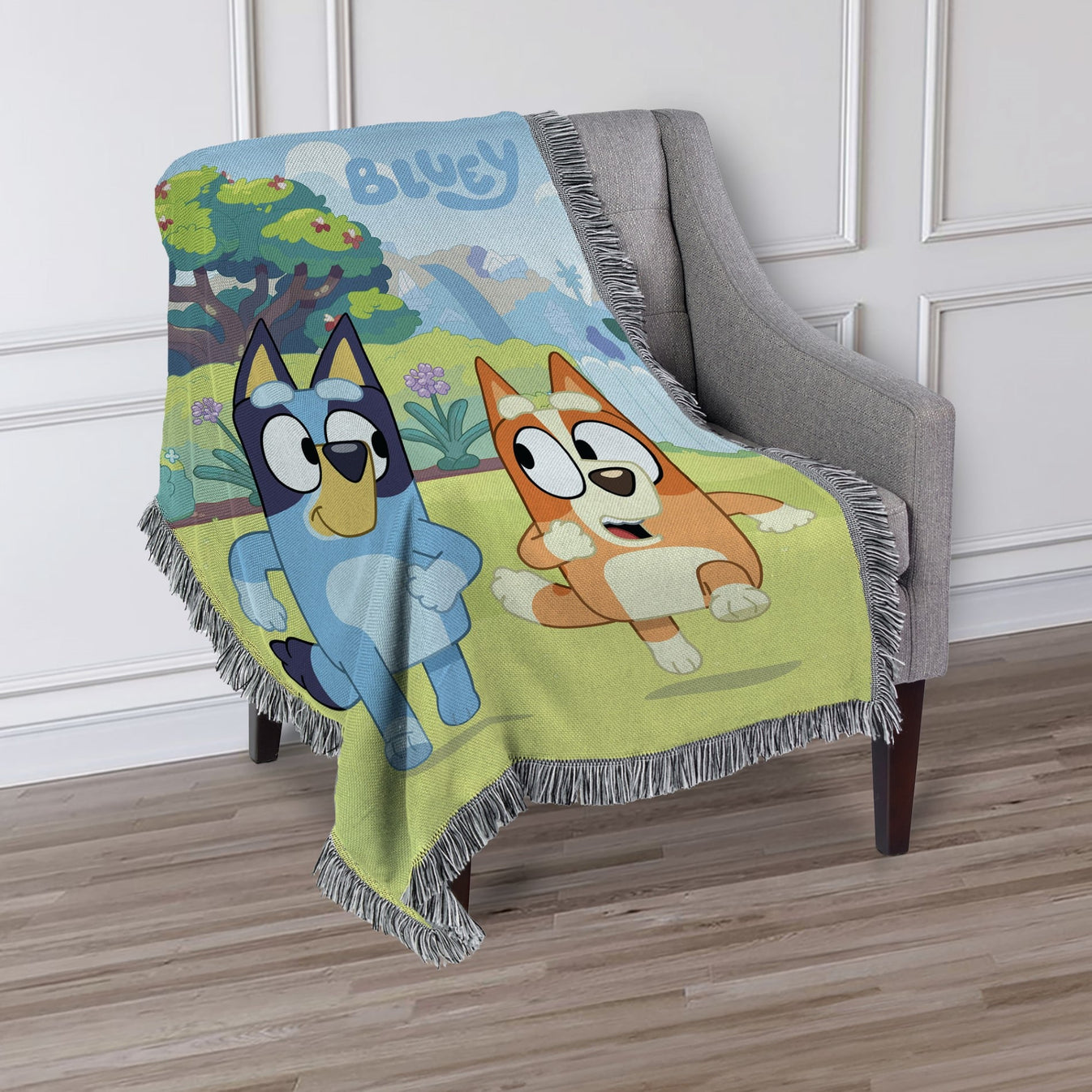 Bluey Jogging Bluey Woven Tapestry Throw Blanket 48x60 Inches
