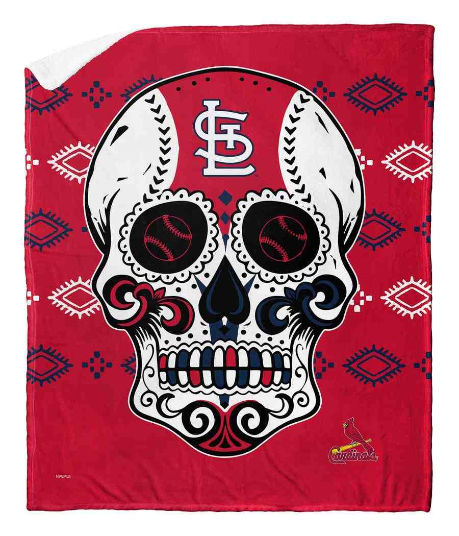 MLB Cardinals Candy Skull Silk Touch Sherpa Throw