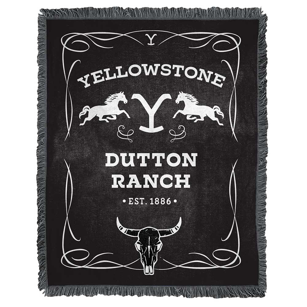 Paramount Yellowstone Whiskey Label Woven Jacquard Throw